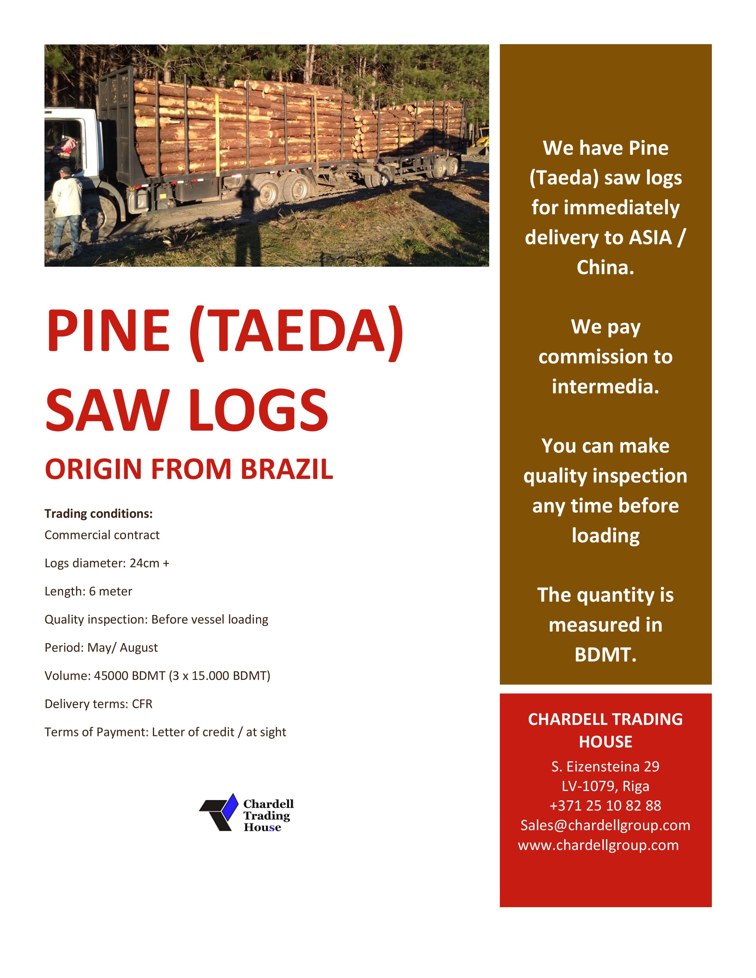 PINE (TAEDA) SAW LOGS – Chardell